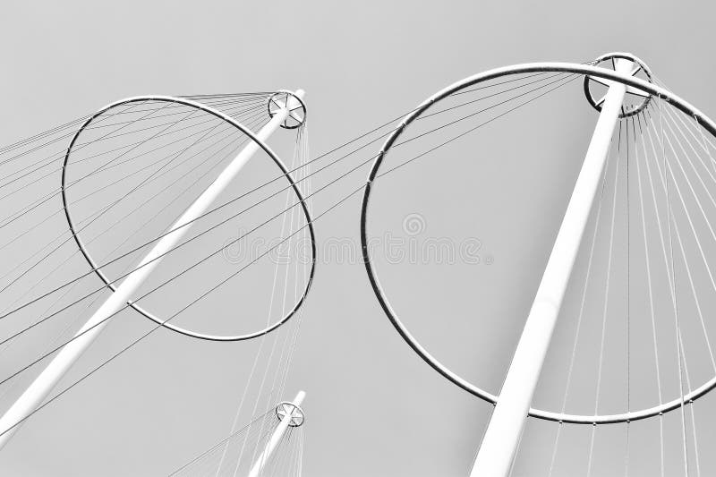 Bridge Tower with Round Steel Cable Holder Stock Image - Image of pier ...