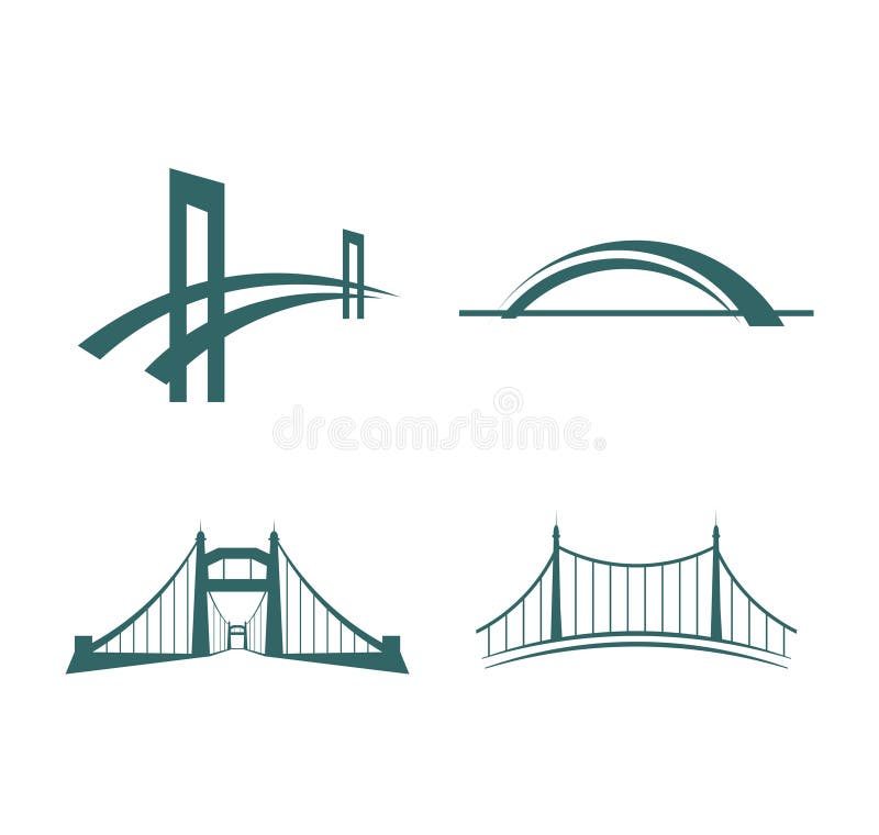 Bridge with Tower Suspension Vector Icon Logo Illustration Stock ...
