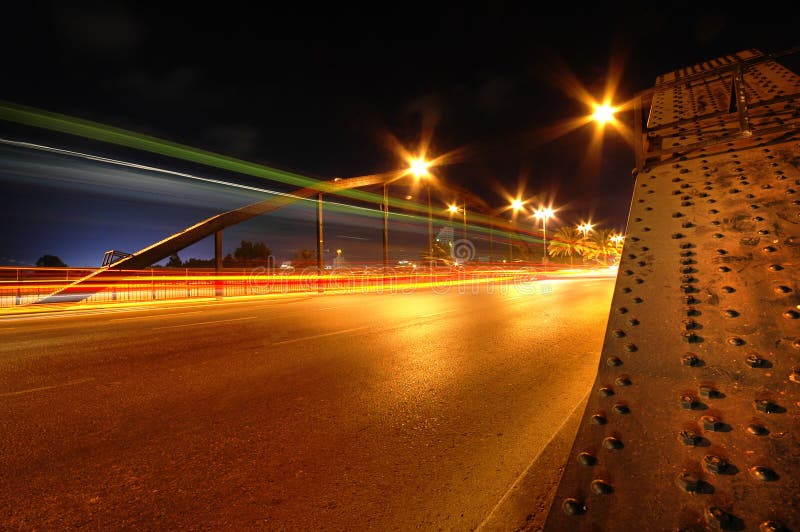 Bridge and traffic stock photo. Image of bright, taillight - 1051582