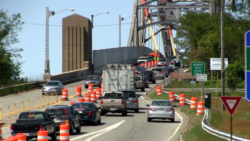 Bridge Traffic Merge Construction Cape Cod; 3 Stock Video - Video of ...