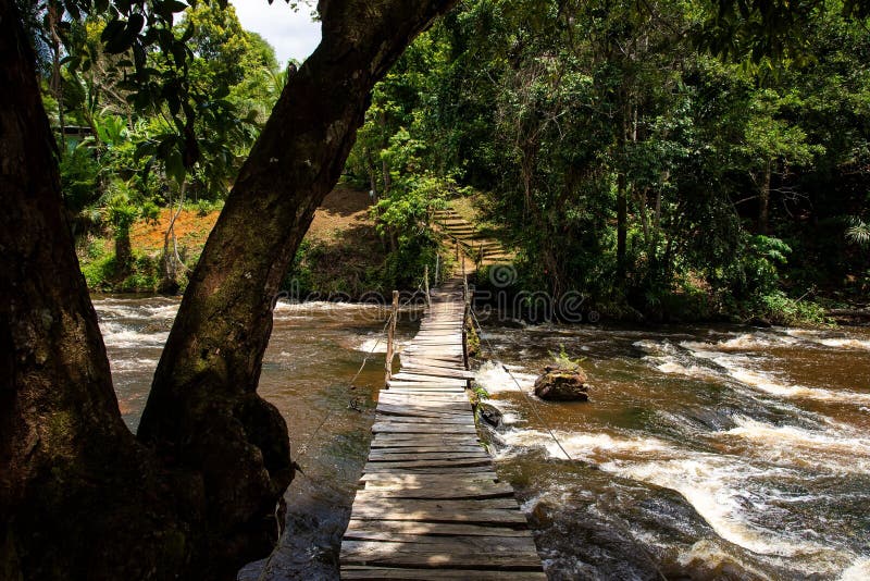 Bridge with Tree in Background Across the River that is Below Stock ...