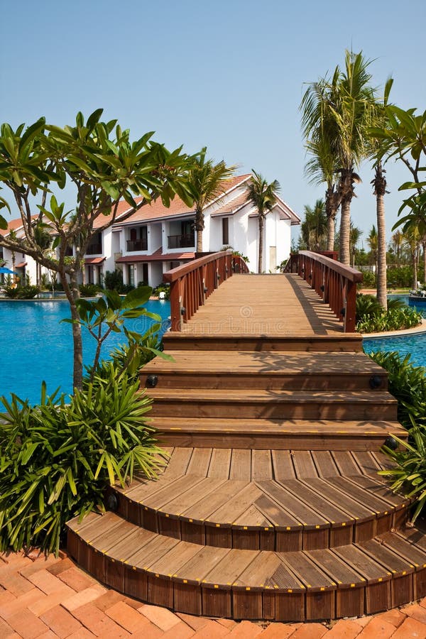 Bridge at a Tropical Resort Stock Image - Image of orange, india: 9548999