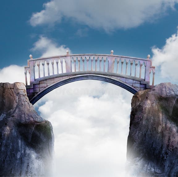 Bridge between two cliffs stock photo. Image of clouds - 39819194