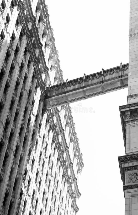 A Bridge between Two Large City Buildings Stock Image - Image of high ...
