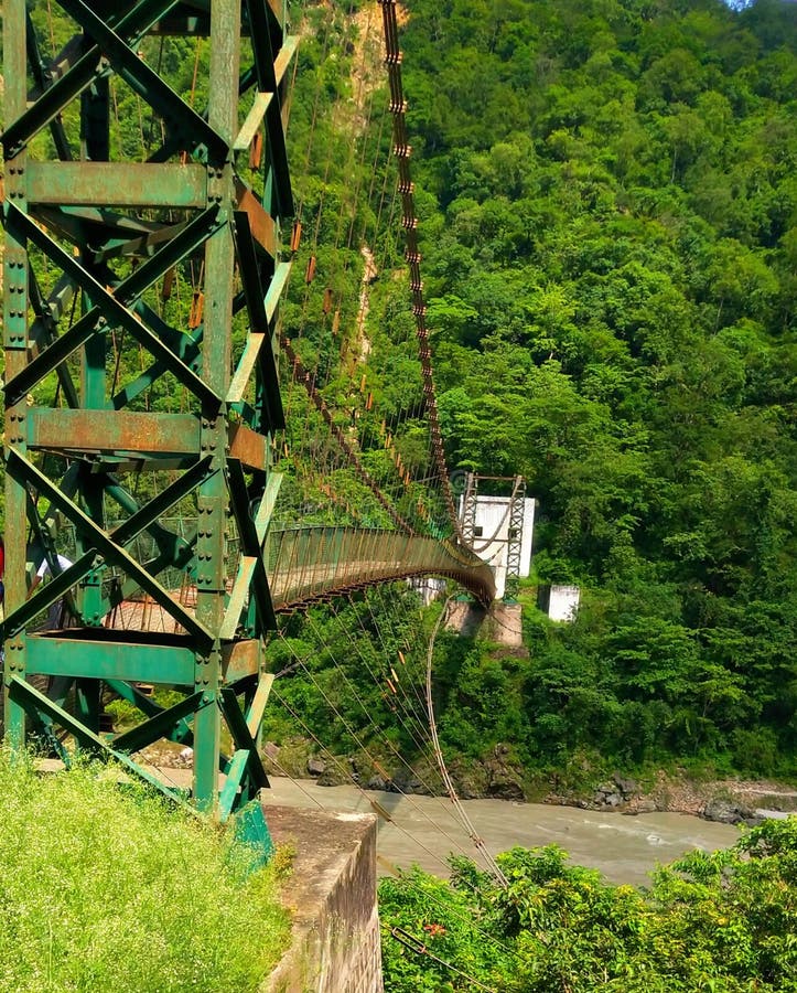 A Bridge between Two Mountains Stock Image - Image of bridge, green ...