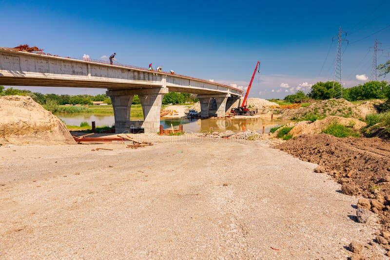Bridge Under Construction Over the River, Concrete, Construction Site ...