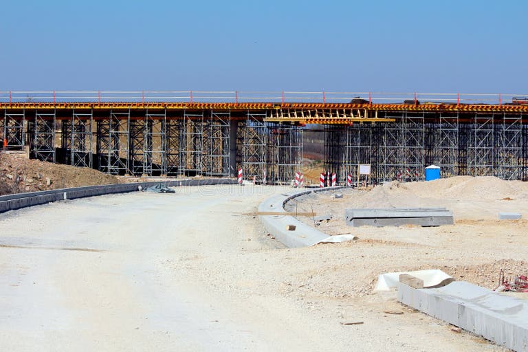 Bridge Under Construction with Scaffolding on Large Infrastructure ...