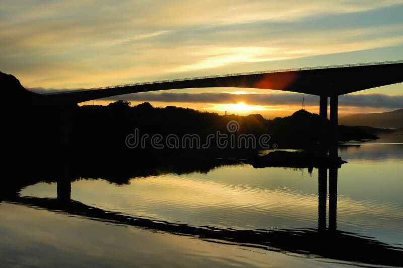 Bridge Under the Midnight Sun Stock Photo - Image of backlight, bridge ...