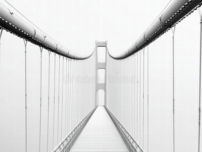 The Bridge into the Unknown, a Monochromatic Journey through Fog Stock ...