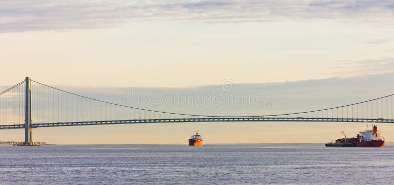 Bridge, Upper New York Bay, USA Stock Photo - Image of york, ship ...