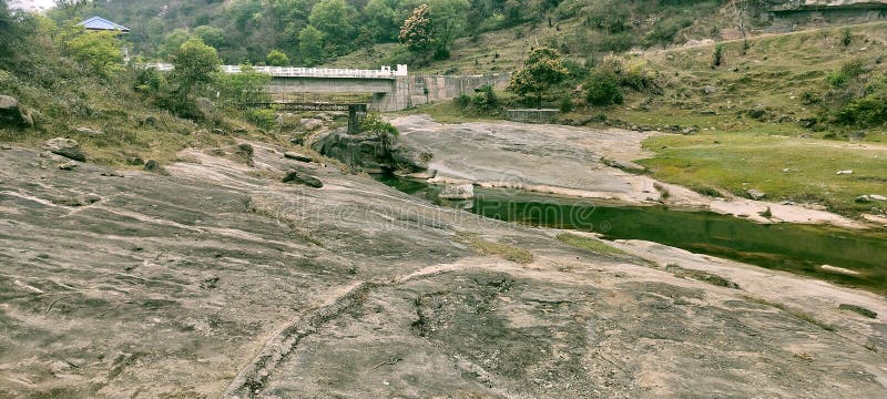 Bridge View with Small Cannel in Forest with Flowing Water Stock Photo ...