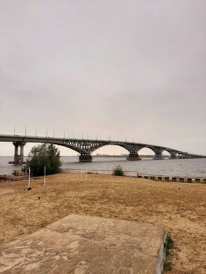The bridge on Volga stock photo. Image of architecture - 230847938