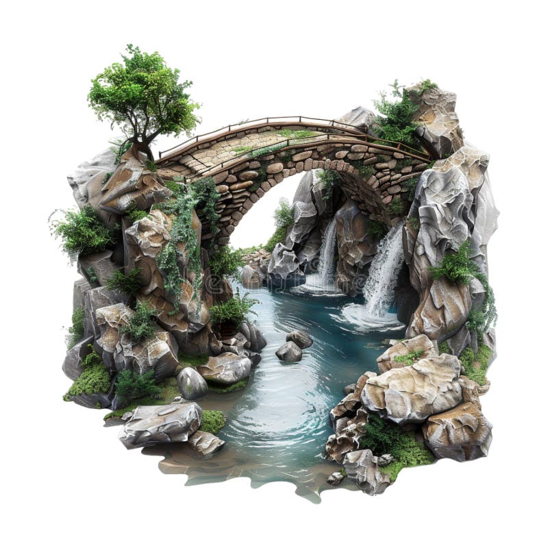 Bridge on Water Stream on Transparent Background - Ai Generated Stock ...