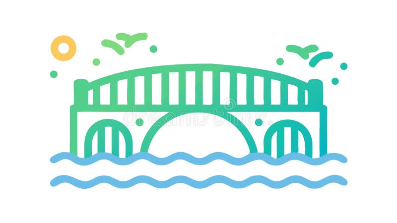 Bridge with Waves, Dynamic Water Crossing, Vector Design Generative AI ...