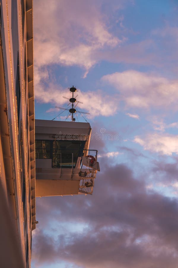 Bridge Wind of a Ship with the Evening Sky Behind it Stock Image ...