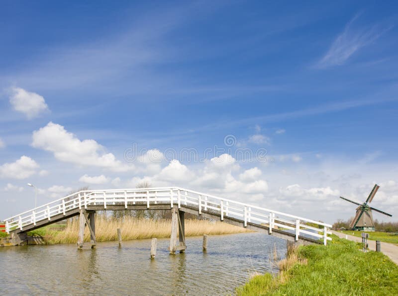 Bridge and Windmill, Netherlands Stock Photo - Image of bridges ...