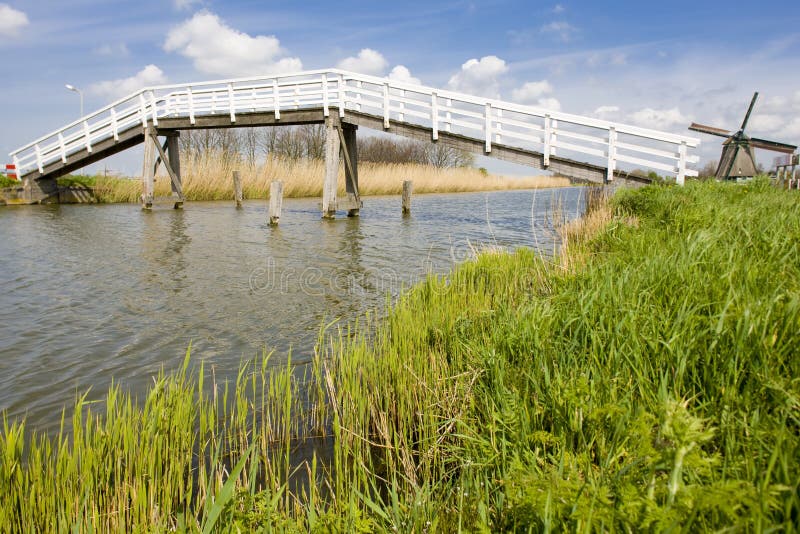 Bridge and Windmill, Netherlands Stock Image - Image of outside ...