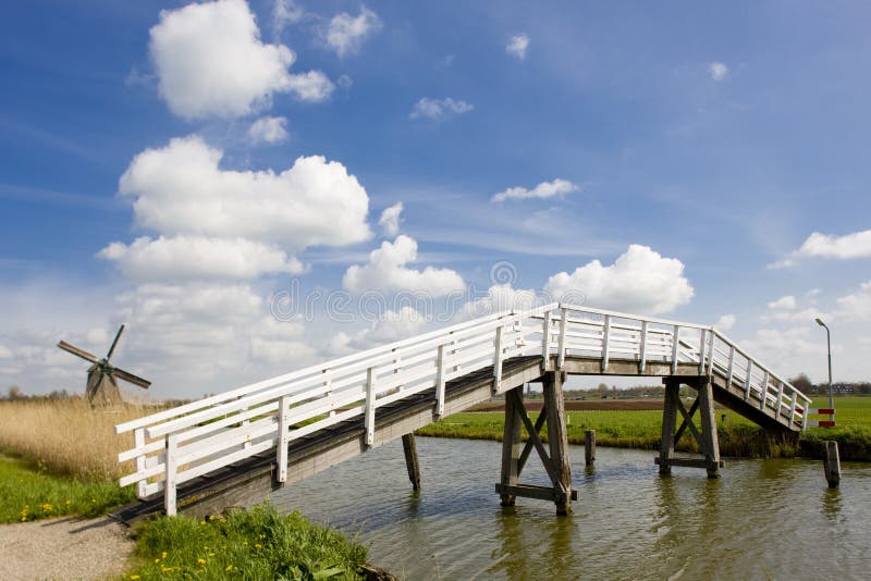 Bridge and Windmill, Netherlands Stock Photo - Image of traveling ...