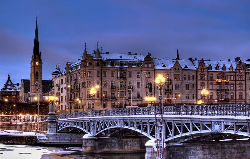 Bridge in winter. stock photo. Image of spire, urban - 12526362