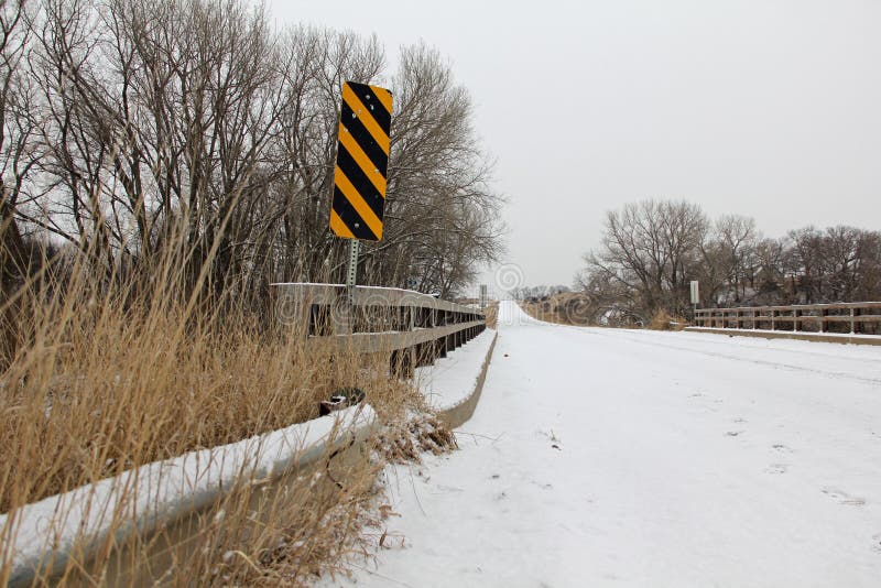 Bridge in Winter stock image. Image of cold, grass, guardrail - 38524553