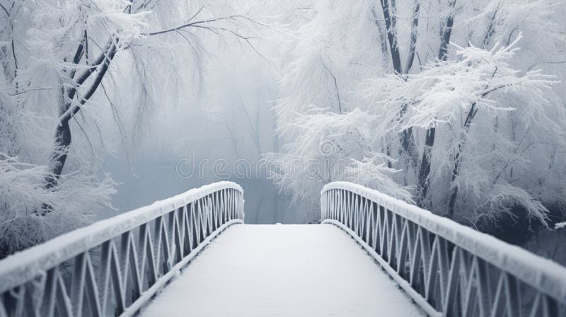 Bridge in the Winter Forest Generated by AI Tool Stock Illustration ...
