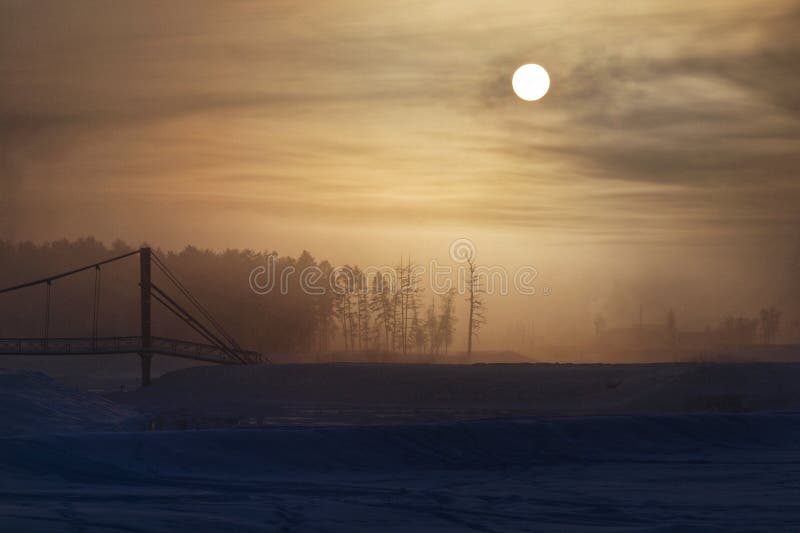Bridge and winter moon stock image. Image of dusk, sunset - 191011923