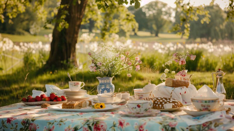 Bridgerton Afternoon Tea Party Luxury Picnic Stock Photo - Image of ...