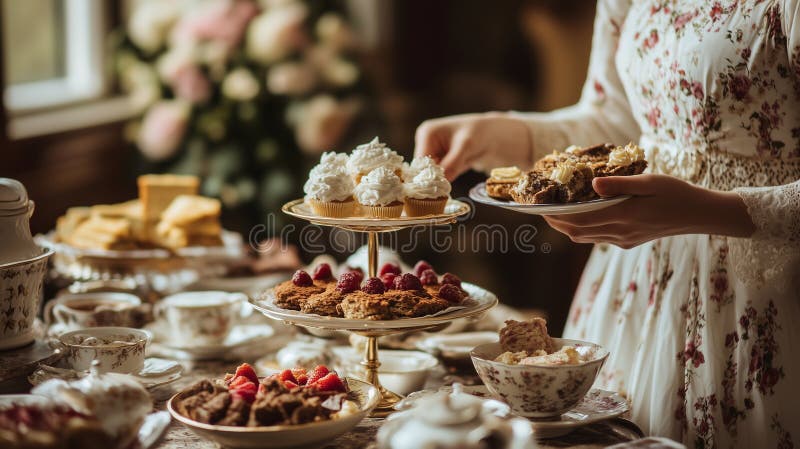 Bridgerton Afternoon Tea Party Stock Photo - Image of elegance, cream ...
