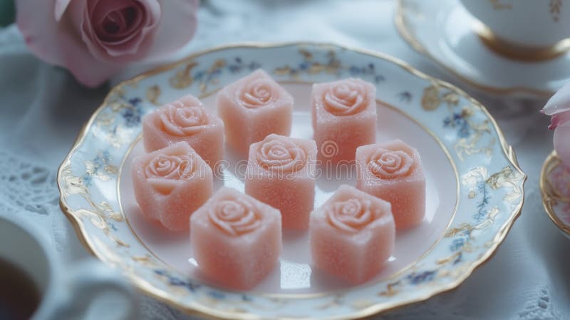 Bridgerton Tea Party with Rose-shaped Sugar Cubes Stock Photo - Image ...