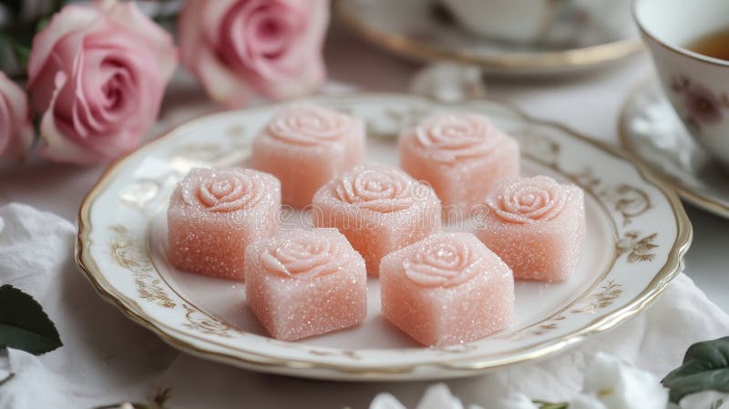 Bridgerton Tea Party with Rose-shaped Sugar Cubes Stock Photo - Image ...