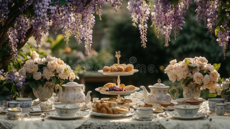 Bridgerton Tea Party Table Wisteria Stock Photos - Free & Royalty-Free ...