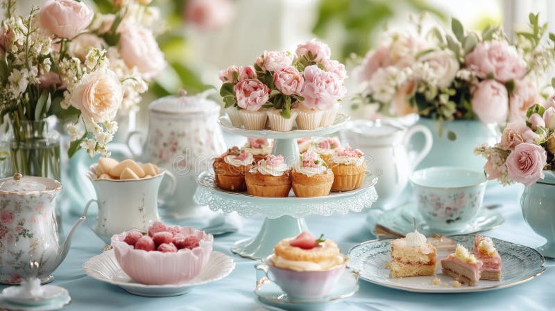 Bridgerton tea party theme stock photo. Image of table - 347620956