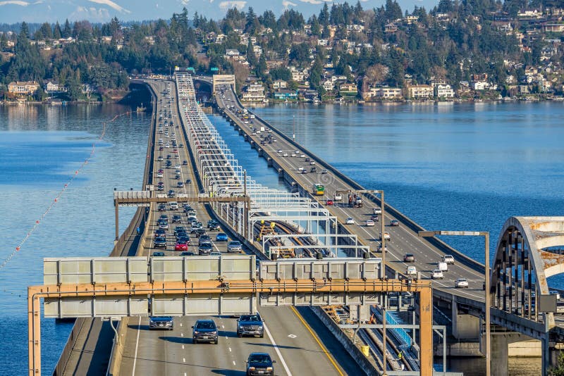 Bridges Across Lake 6 stock image. Image of travel, architecture ...