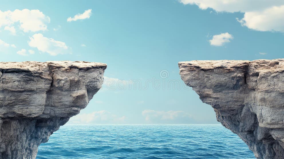 Bridges Connecting Two Cliffs Symbolize Mediation and Unity Over Water ...