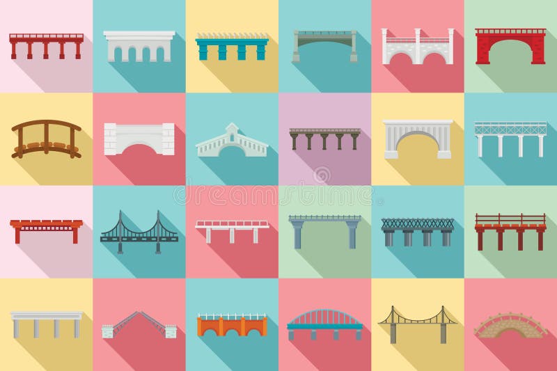 Bridges Icons Set, Flat Style Stock Vector - Illustration of business ... Bridges Icons Set, Flat Style Stock Vector - Illustration of business ...