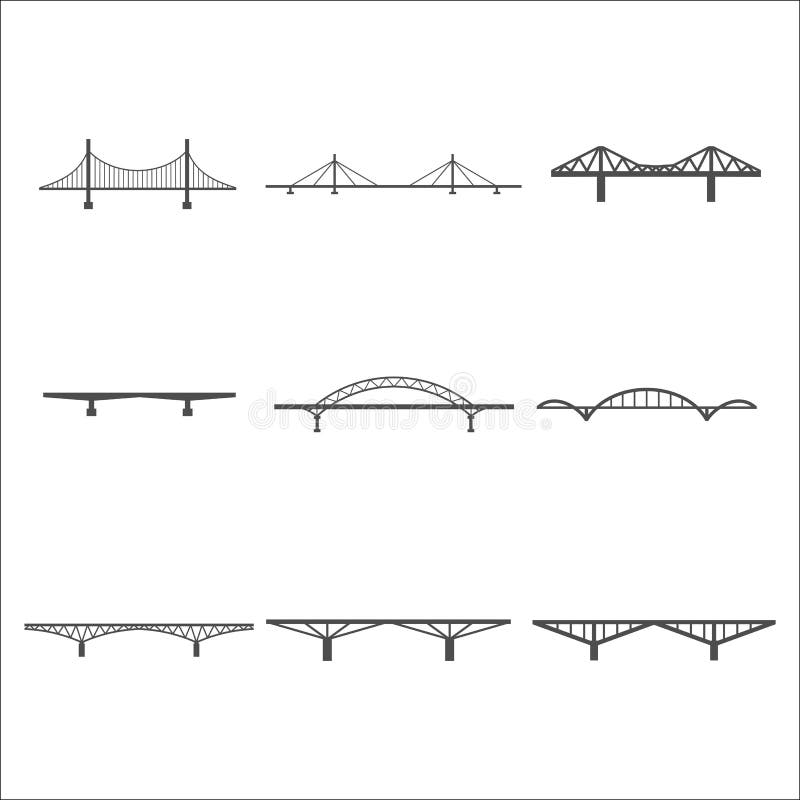 Bridges icons set stock vector. Illustration of cable - 89539752
