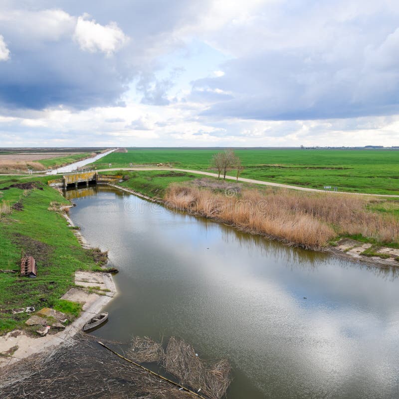 Bridges through Irrigation Canals. Rice Field Irrigation Stock Image ...