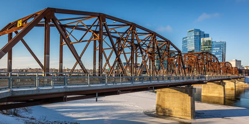 Bridges in Saskatoon, Saskatchewan, Canada. Stock Image - Image of ...