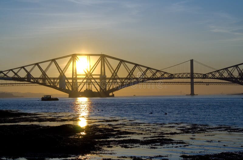Bridges at sunset stock photo. Image of tide, bridge, fife - 2409598