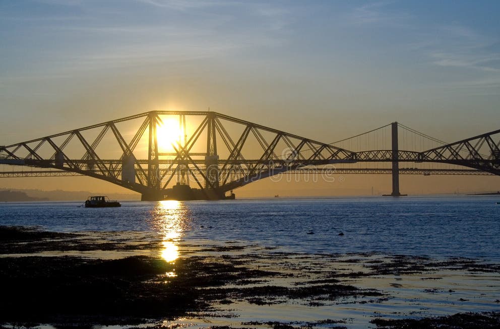 Bridges at sunset stock photo. Image of tide, bridge, fife - 2409598