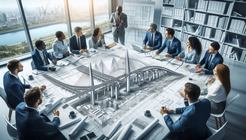 Bridges Tunnels and Hydraulic Structures in Modern Engineering Stock Illustration - Illustration ...