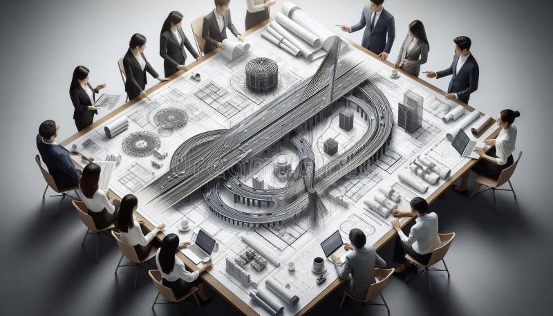 Bridges Tunnels and Hydraulic Structures in Modern Engineering Stock Illustration - Illustration ...