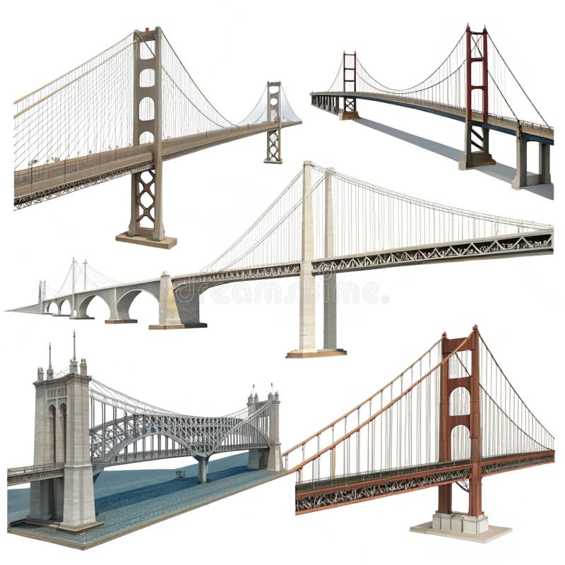 Bridges Vector Illustration Isolated on White Background Stock ...