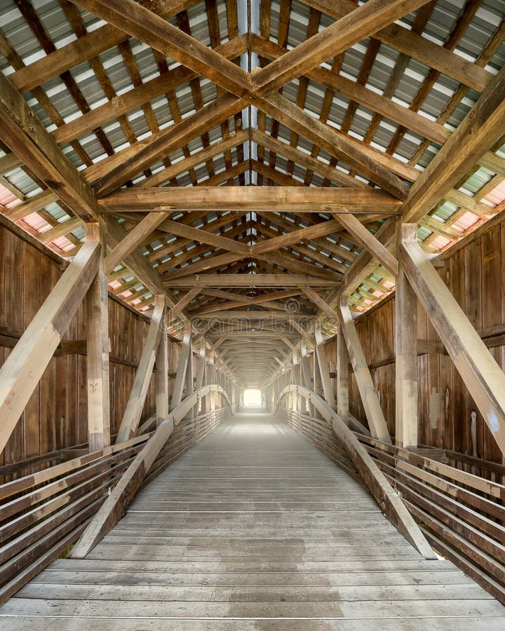 Interior of Bridgeton Covered Bridge in Parke County Indiana Editorial ...
