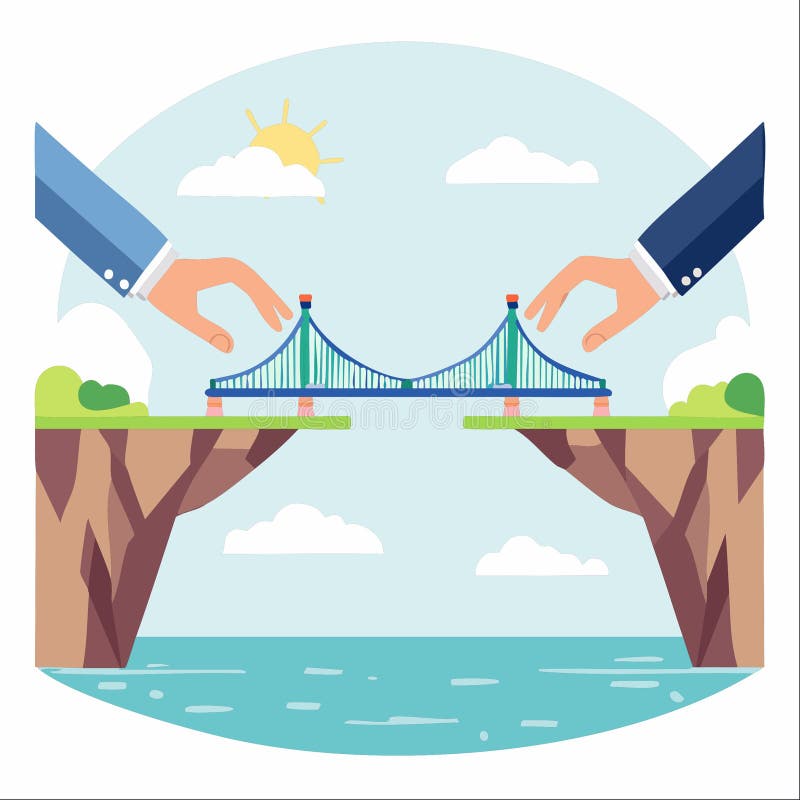 Bridging the Gap for a Business Partnership Stock Photo - Illustration of halves, chasm: 413176140