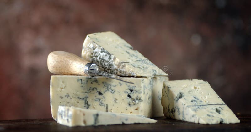 Brie Cheese with Mold Slowly Rotating on the Table. Stock Footage ...