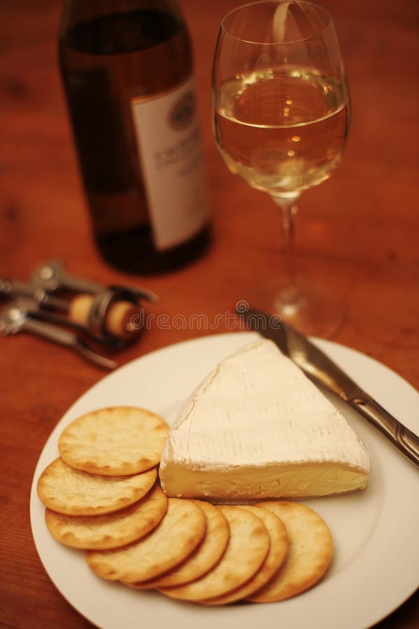 Brie crackers white wine stock photo. Image of tasty - 20904224