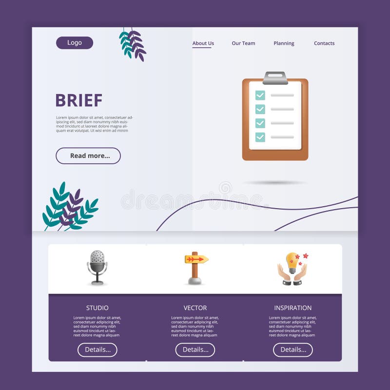 Brief Flat Landing Page Website Template. Studio, Vector, Inspiration ...