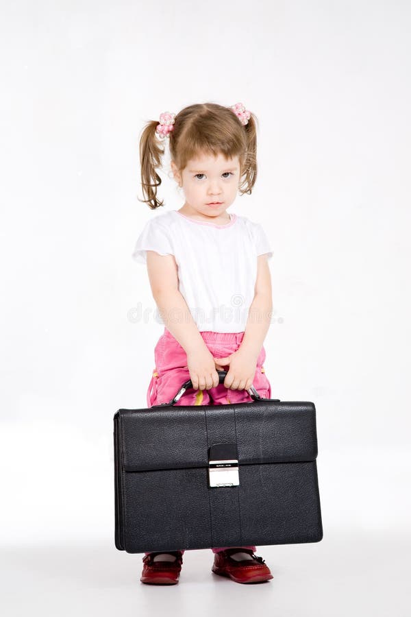 Beautiful Little Business Woman with Briefcase Stock Image - Image of ...