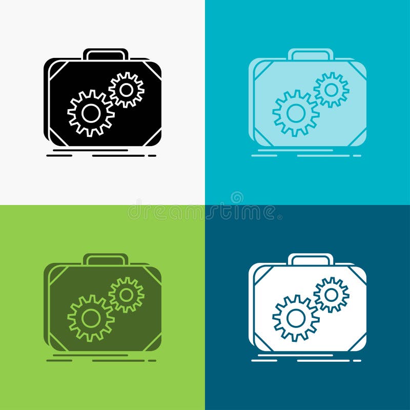 Briefcase, Case, Production, Progress, Work Icon Over Various ...